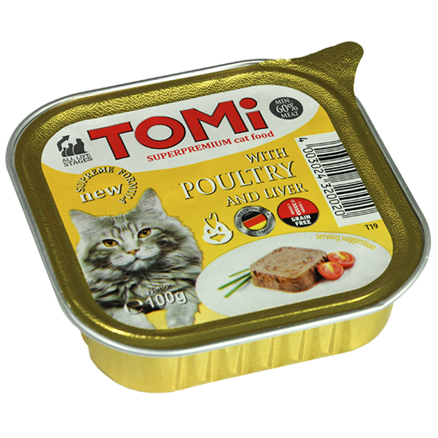 Паштет для котів Tomi з птицею і печінкою, 3+1 по 100 г от продавца ...