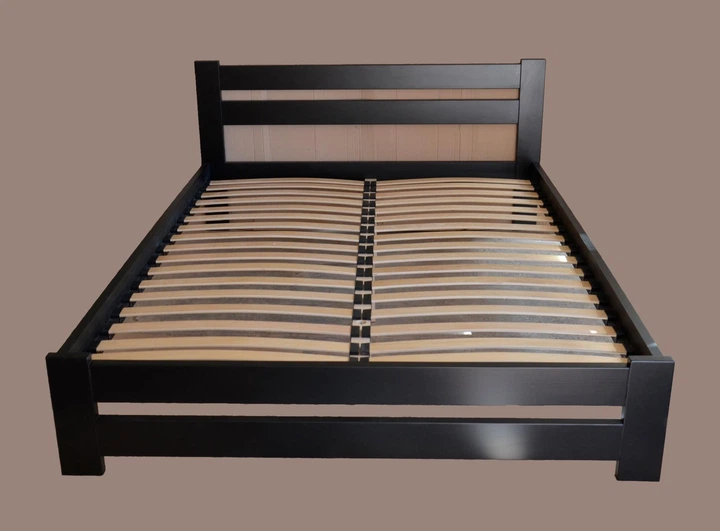 Двоспальне ліжко з масиву дуба Палермо плюс 150х200 Чорна емаль Крок ламелів 4 5 см фото