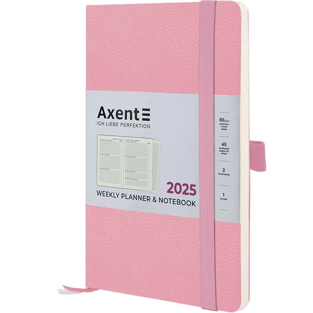 Щотижневик датований 2025 Axent Partner Soft Skin 125x195 мм 192 сторінки пудровий (8509-25-24-A ...