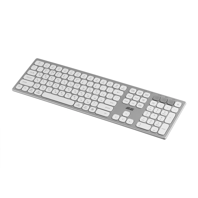 Клавіатура бездротова 2E KS270 WL/BT EN/UKR Silver/White (2E-KS270WBWH ...