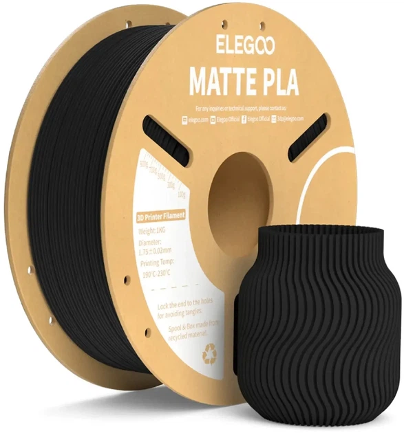 Пластик для 3D принтера Elegoo PLA Filament матовий 1 кг 1.75 мм Чорний ...
