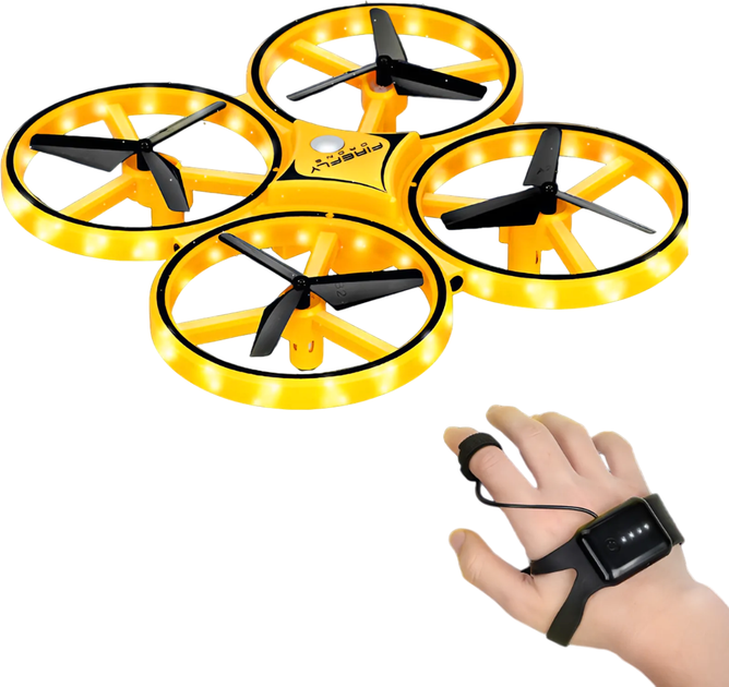 Інтерактивний дрон UFT HandCopter Yellow з керуванням рукою та яскравим ...