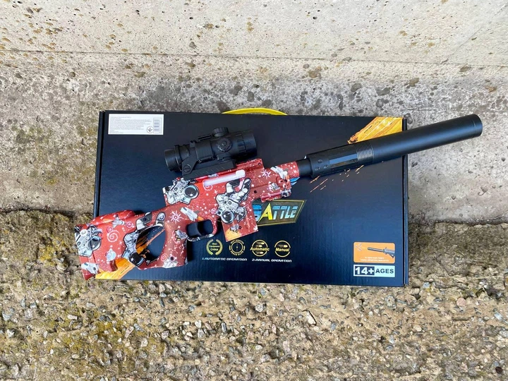 Снайперська гвинтівка AWP АВМ стріляє орбізами, Іграшковий гелевий автомат на кульках orbeez ...