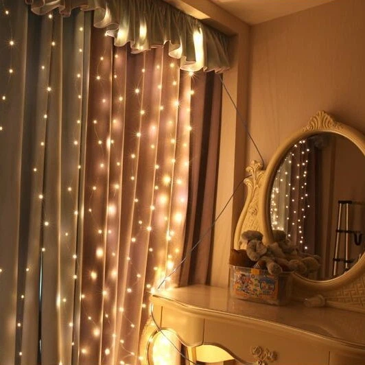 Гірлянда нитка крапля роси на штору 3х3 метра 300 LED ламп Жовта Роса ...