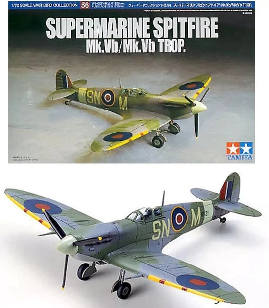 Модель для склеивания Tamiya Supermarine Spitfire (Mk.Vb/Mk.Vb TROP) 60756 (4950344607563 ...