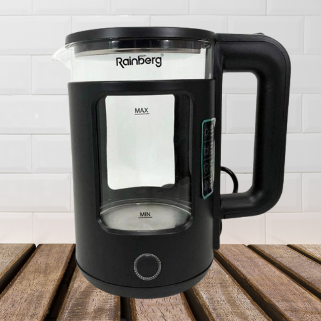 Дисковий скляний електрочайник Rainberg RB-2220 2L LED підсвічування ...