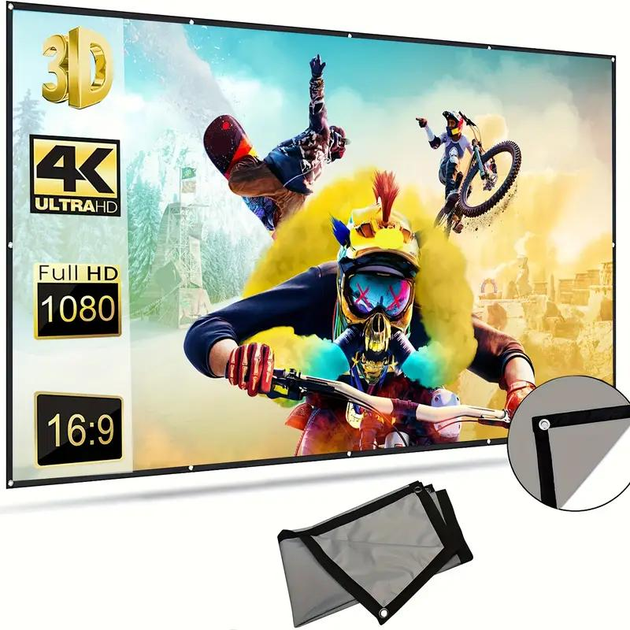 Экран для проектора VEIDADZ 120 дюймов 266 х 150 см настенный ...