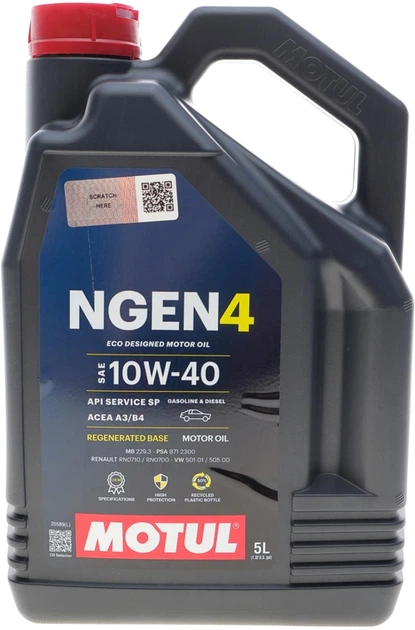 Моторное масло Motul 10W40 NGEN 4 (MB 229.3/RN0710/RN0700/PSA B71 2300 ...