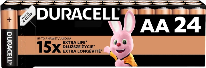 Лужні батарейки Duracell АА 24 шт + Plush Bunny 1 шт (50144806700289 ...
