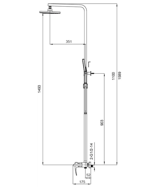 Душова колона із змішувачем водоспад KOER KB-58007-01 (Колір хром ...