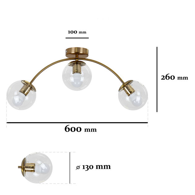 Люстра потолочная молекула Levistella 7529907-3 BRZ+CL бронза, плафон ...