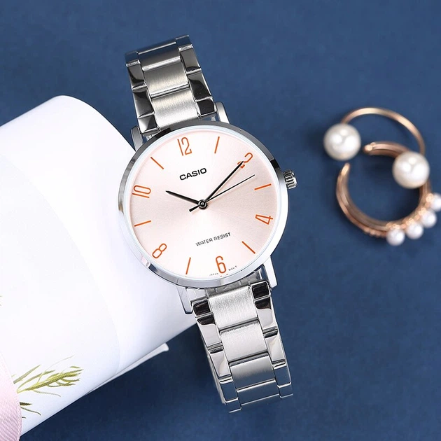 Жіночий годинник CASIO LTP-VT01D-4B2 у сріблястому кольорі з рожевим відтінком. – фото, відгуки ...