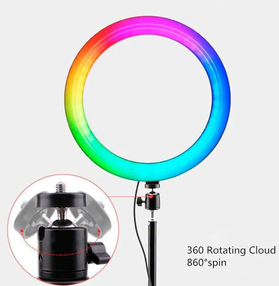 Кільцева кольорова лампа MJ-26 RGB на 15 Вт зі штативом і тримачем – фото, відгуки ...