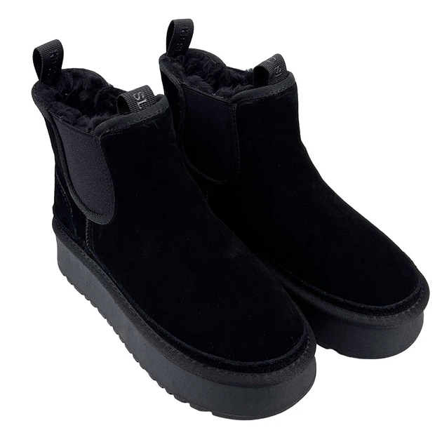 Угги женские замшевые на платформе 10617-1 черные челси размер 38 (24,5 ...