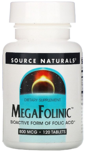 Биоактивная форма фолиевой кислоты B9 Source Naturals MegaFolinic 800 ...