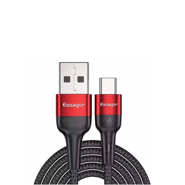 Кабель ESSAGER Fast Charging 5A USB-A to Type C 0.3m red (EXCT-FMTB09 ...