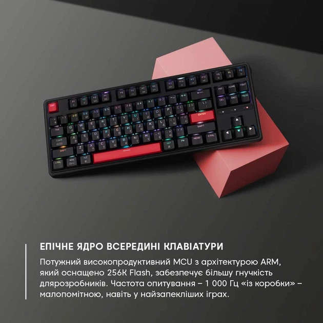 Клавіатура дротова Keychron C3 Pro K Pro Red QMK RGB Eng/Ukr USB Black ...