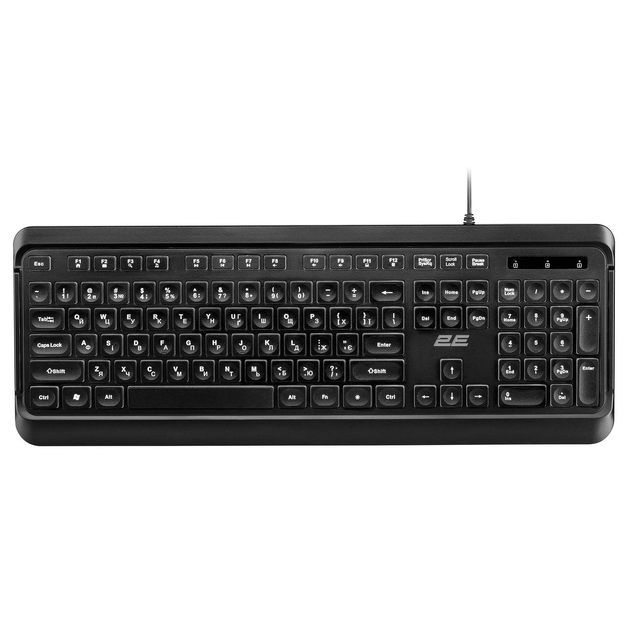 Клавіатура мембранна провідна Usb 2e Ks120 En Uk Black Tb фото