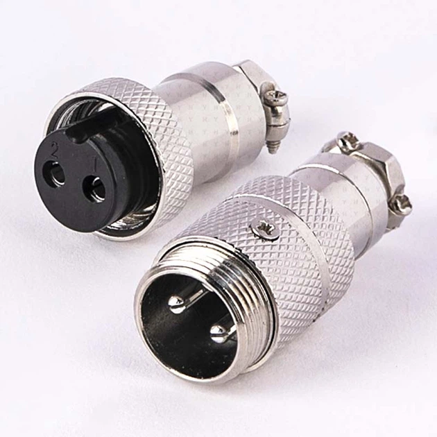 Разъем авиационный GX16 2 pin (папа+мама) крепление на кабель, штекер ...