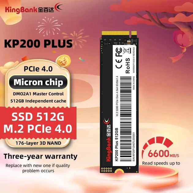 SSD диск Kingbank KP200 Plus 512Gb M.2 2280 NVMe PCIe 4.0 x4 6600 МБ/сек 4500 МБ/сек (K5.02 ...