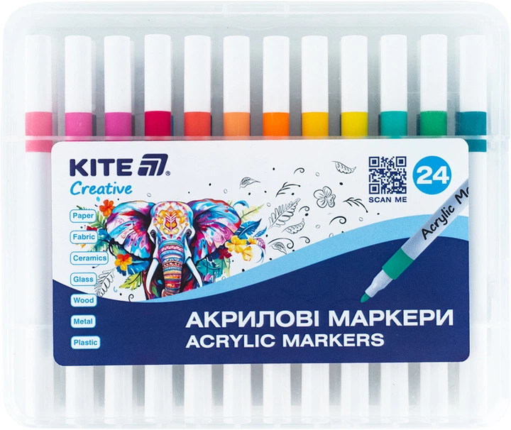 Маркеры акриловые Kite Creative 24 цвета (K-1157) – фото, отзывы ...