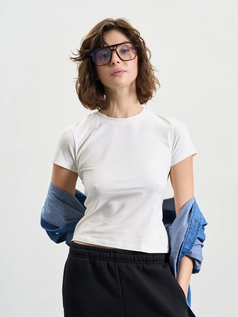 Футболка бавовняна жіноча ROZA 240239 M Молочна (4824005712012 ...