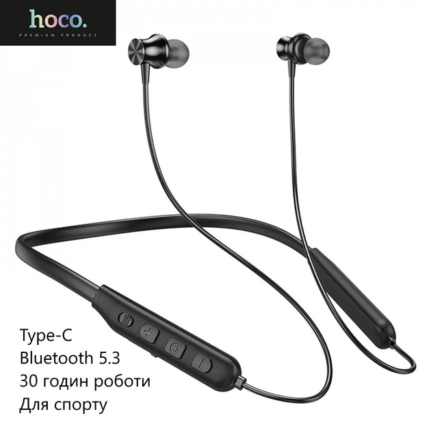 Беспроводные наушники Hoco ES64 (Bluetooth 5.3, 30 часов работы, для спорта, Type-C) - Черный ...