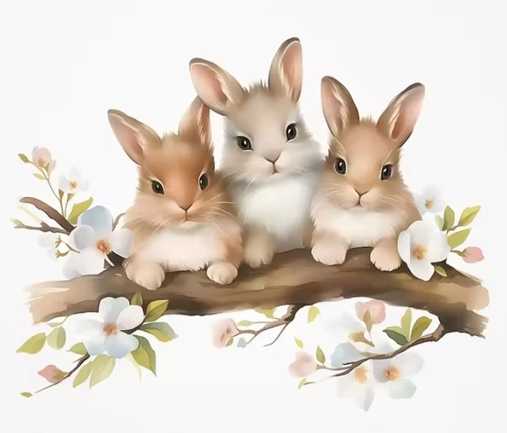 Вінілові наклейки BRUP Три зайця на гілці (лист 30 х 60 см) Б376-4 ...