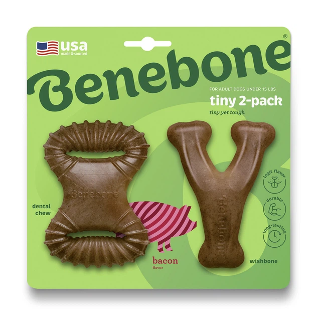 Набір іграшок для гризіння Benebone Tiny 2-Pack Бекон 2 шт Коричневий ...
