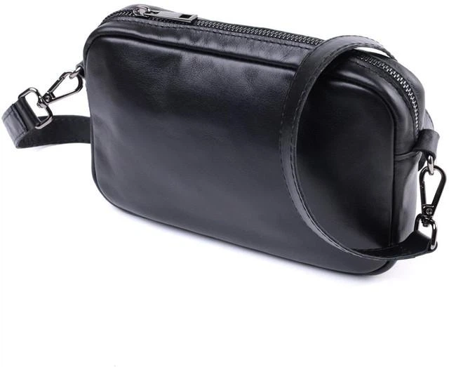 Сумка крос боді через плече жіноча з натуральної шкіри маленька Shvigel Чорний 36493