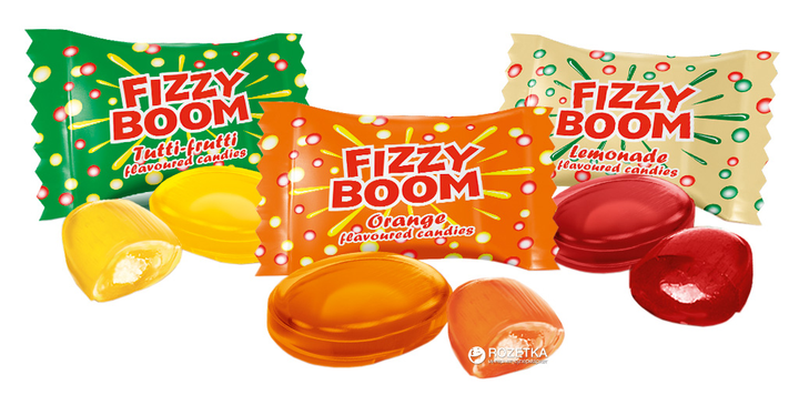 Карамель леденцовая с начинкой Roshen Fizzy Boom 1 кг (4823077609732 ...