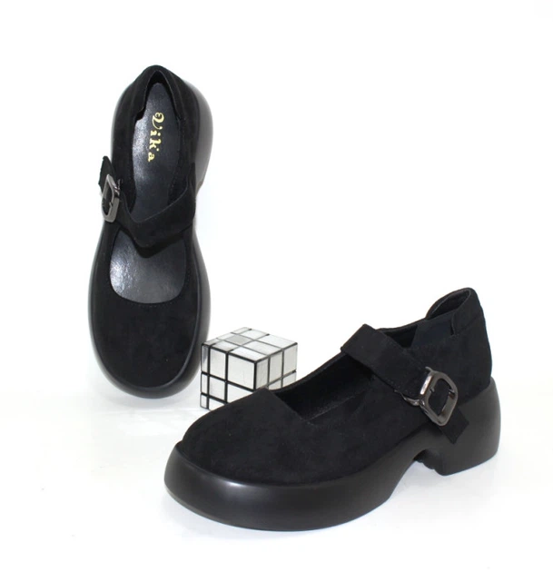 Жіночі замшеві туфлі на ремінці з високою підошвою Vika 37 23.5см ...