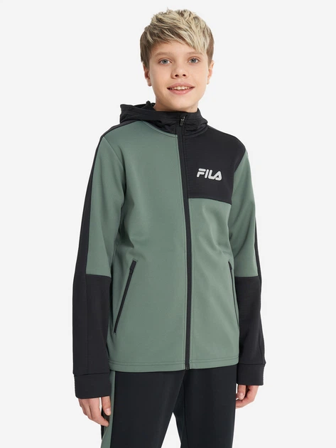 Дитяча тепла толстовка на флісі з капюшоном для хлопчика Fila 134158FLA-UB 134-140 см Зелена ...