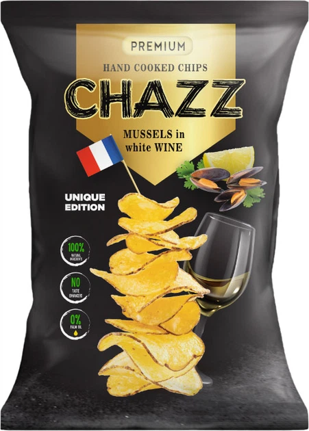 Чипси картопляні Chazz зі смаком Мідій та Білого вина 90 г (0.09 кг ...