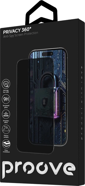 Защитное стекло Proove Privacy 360 Installation Box для Apple iPhone 16 ...