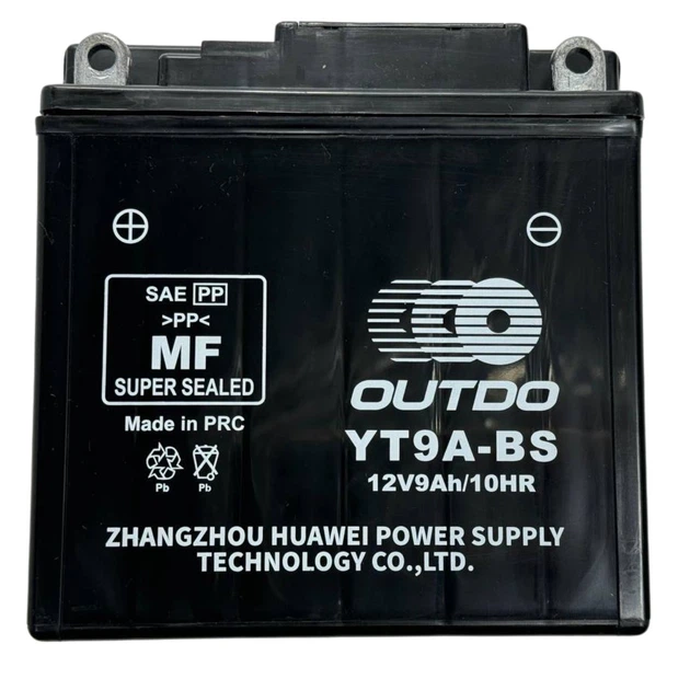 Аккумулятор мото Outdo YT9A-BS 12V9Ah/10HR высокий кислотный – фото ...