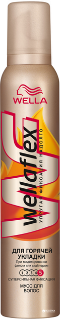 Мусс для волос Wella Wellaflex Для горячей укладки Суперсильная ...