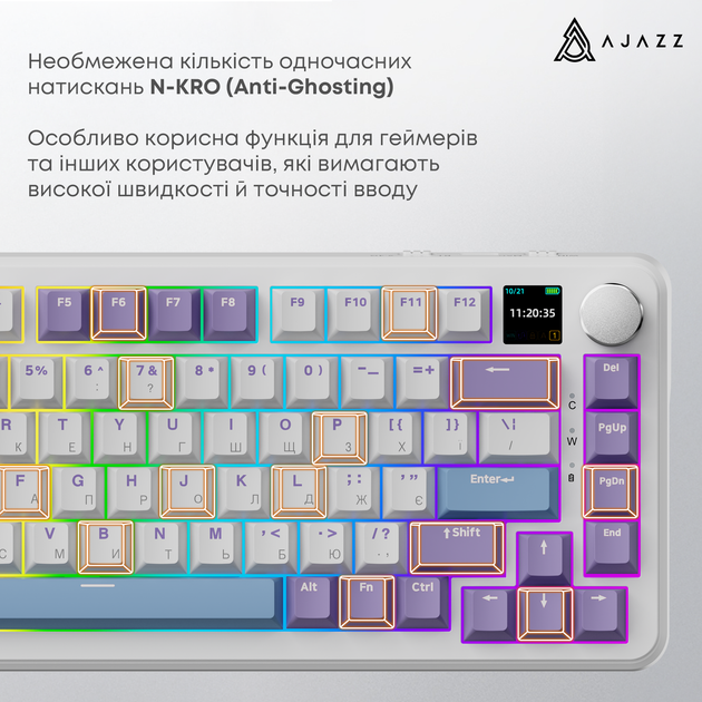 Клавиатура беспроводная Ajazz AK820 MAX Magnetic switches Purple RGB ...