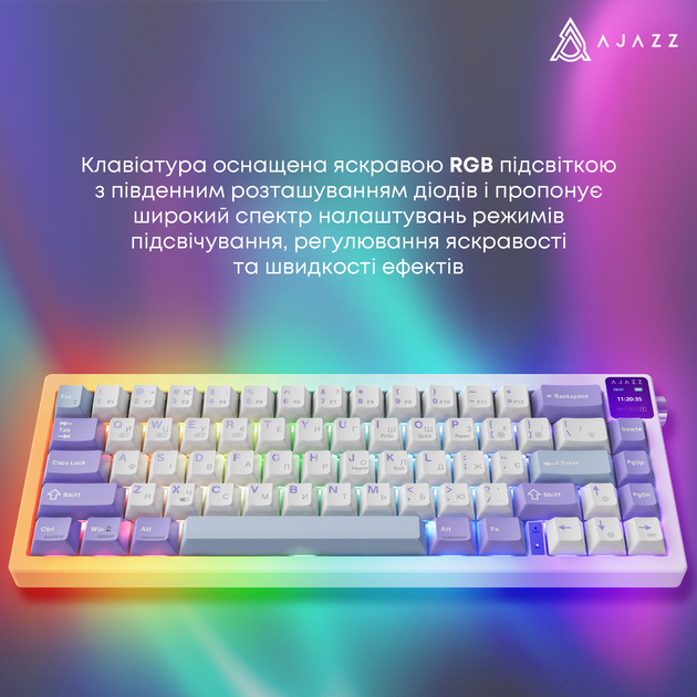 Клавіатура бездротова Ajazz AK650 Flying Fish Switch Purple RGB (AK650 ...