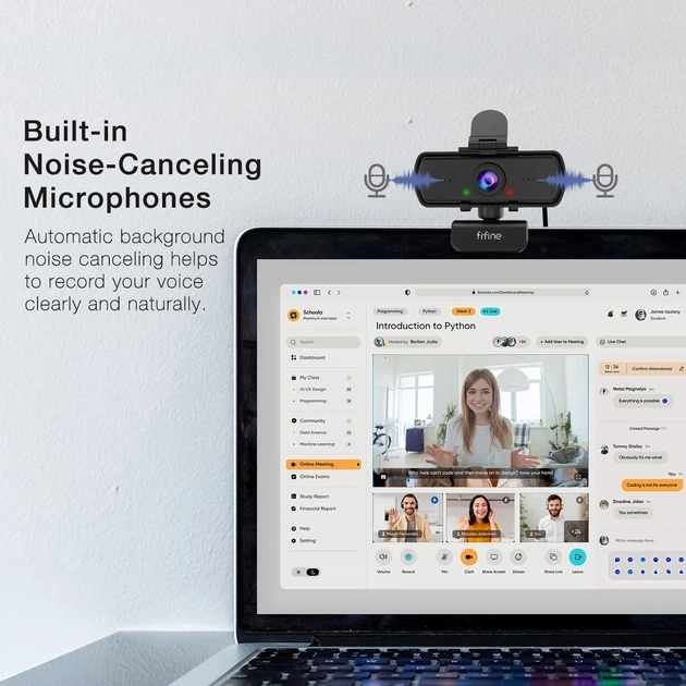 Веб камера з мікрофоном для ПК і ноутбука зі штативом триногою і шумоподавленням FIFINE K420 2K ...