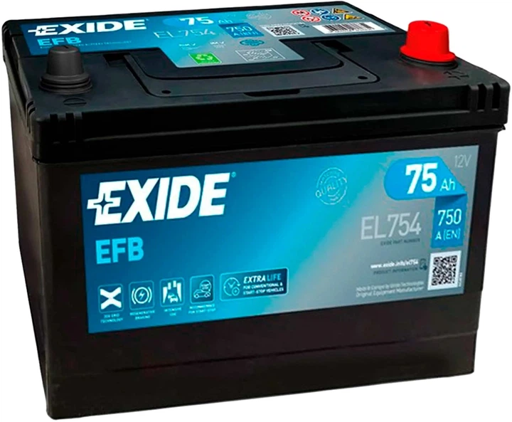 Автомобильный аккумулятор Exide 6CT-75A АзЕ Asia EFB (EL754) – фото ...