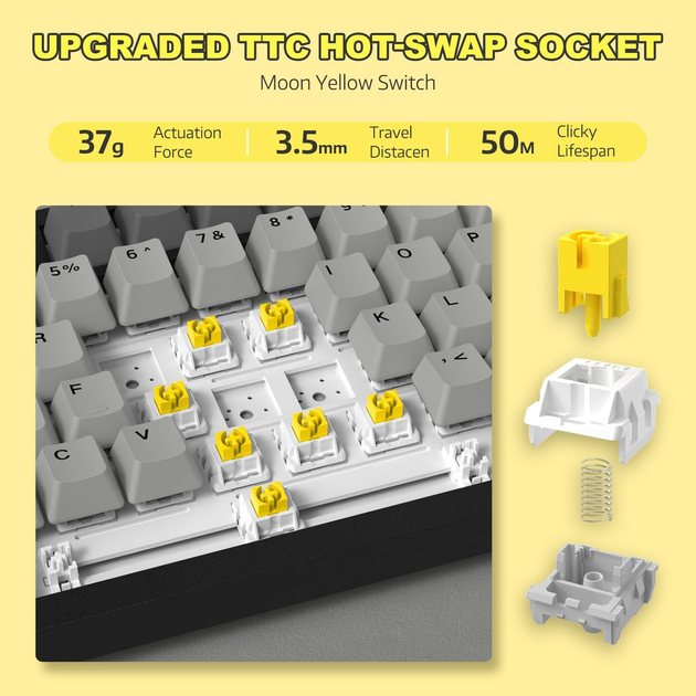 Клавіатура дротова Ajazz AK820 Bright Moon Switch Grey (2000173) – фото, відгуки, характеристики ...