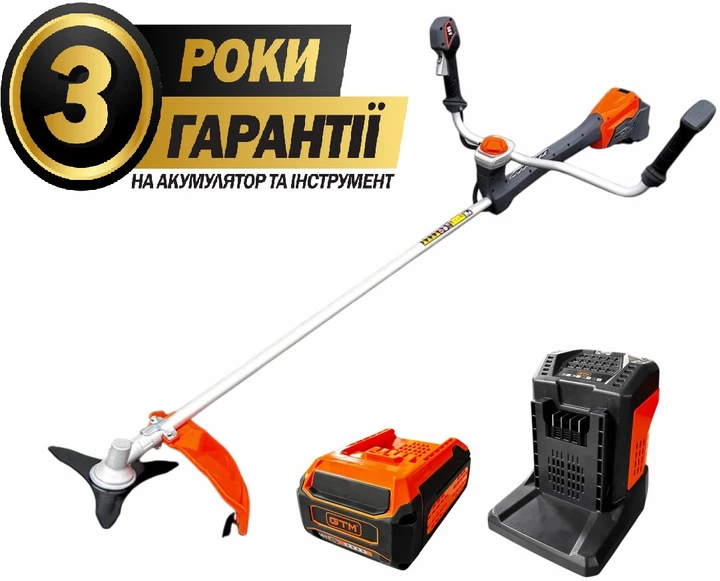 Кущоріз акумуляторний GTM BC56/1800BL KIT 56 В ніж + косильна головка ...