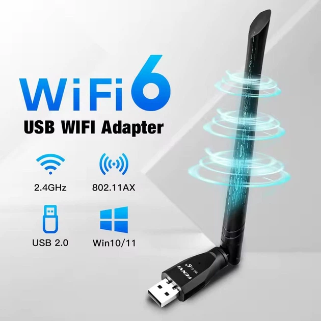 Мережевий адаптер Fenvi FU-AX300Pro Wi-Fi 6, Зовнішна антена 5Dbi Network Card USB Dongle 2.4GHz ...