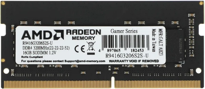 Оперативна пам'ять AMD SODIMM DDR4-3200 16384 MB PC4-25600 R9 Gamer ...