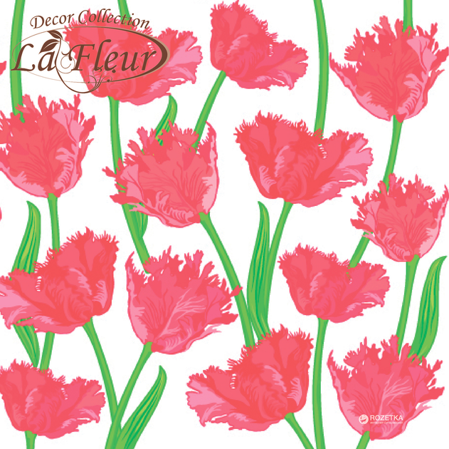 Салфетки столовые La Fleur двухслойные 33х33 cм 20 шт Кудрявые тюльпаны ...