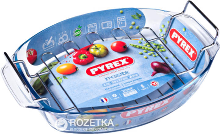 Форма овальная для запекания Pyrex Irresistible с решеткой 39х27х9 см 4 ...
