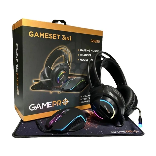 Комплект GamePro Gameset 3 в 1 USB миша + ігрова поверхня + гарнітурою ...