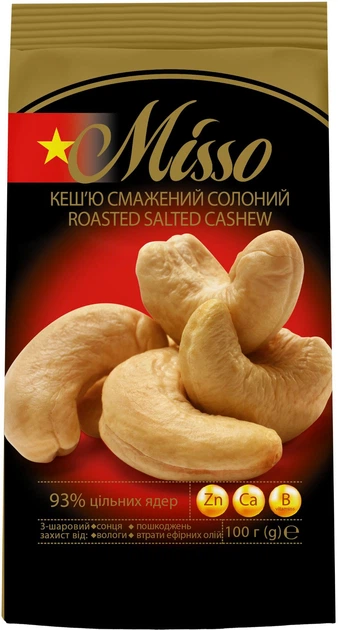 Ядра кеш'ю Misso Смажені з морською сіллю 100 г (0.1 кг) (4820232570746 ...