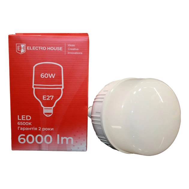LED лампа T140 60Вт E27 6500К 6000 Лм EH-LMP-T60C Electro House – фото ...